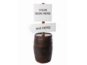 Oak Barrel Signage - Innovative Hire